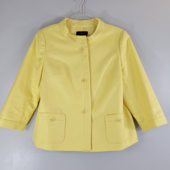 Talbots | Jackets & Coats | Talbots Yellow Textured Linen 34 Sleeve ...